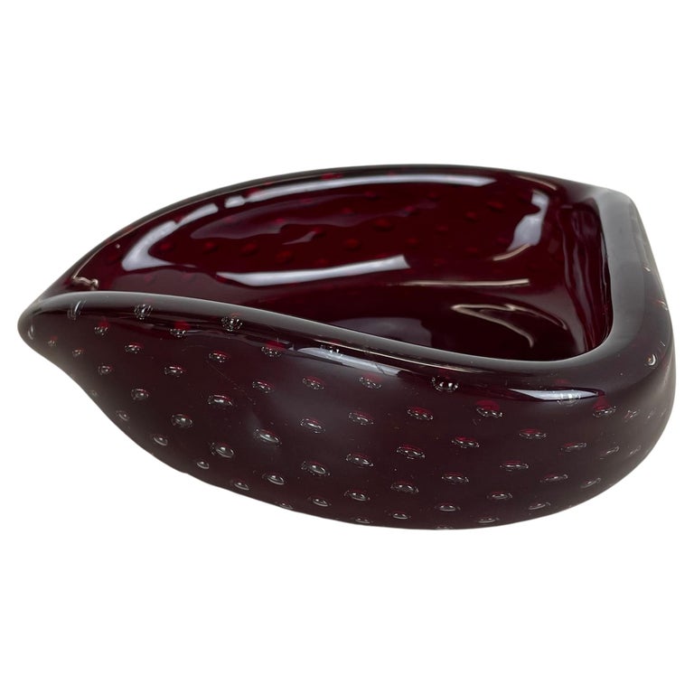 XL Glass Bullicante "Red" Bowl Element Shell Ashtray Venini Murano ...