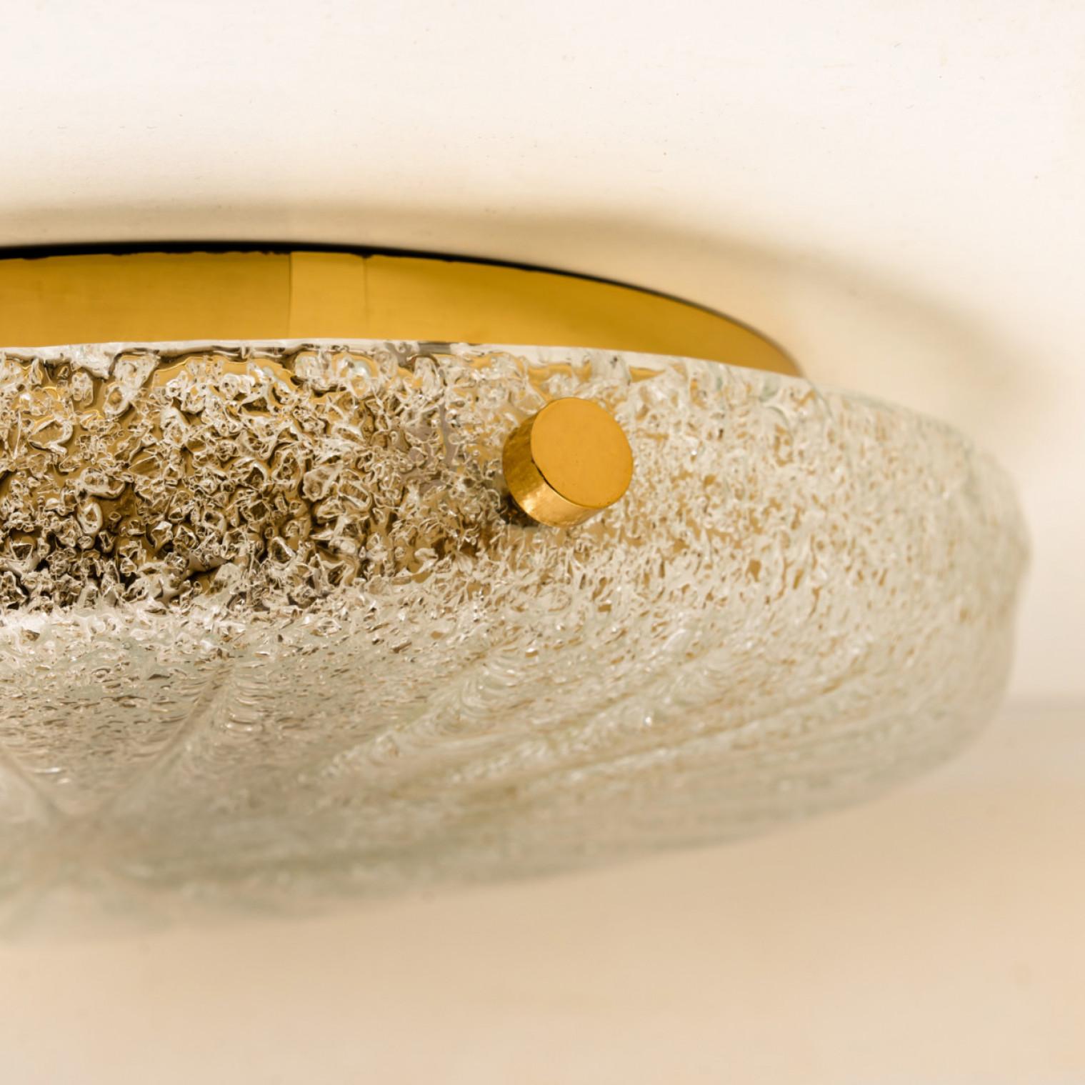 Xl Gold Clear Brass and Textured Glass Flush Mount by Hillebrand ...