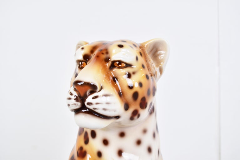 XL Italian Ceramic Leopard Figure, 1960s at 1stDibs