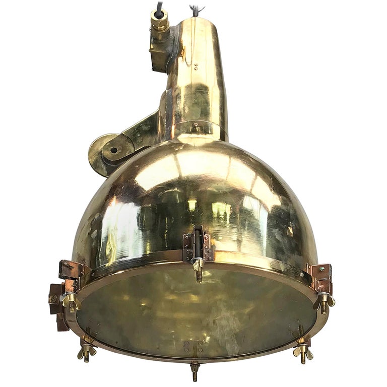 XL Japanese Brass Marine Nautical Searchlight Pendant Lamp, 1970s at ...