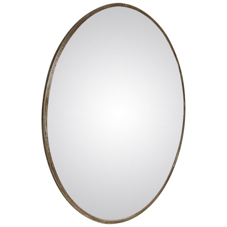 Extra Large Midcentury Convex Railroad Mirror at 1stDibs