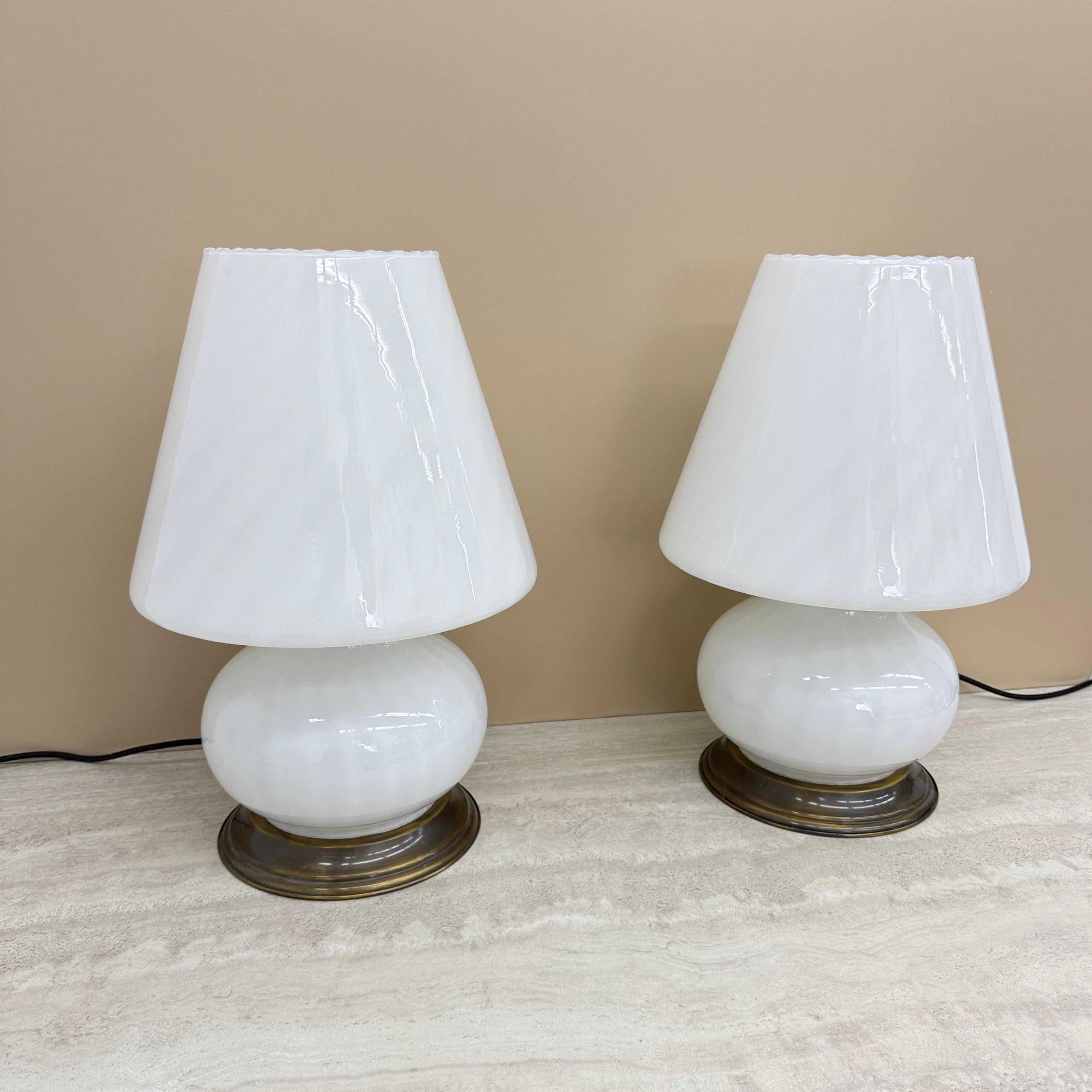 XL Mid-century design murano glass swirl lamps , 1970s For Sale at 1stDibs
