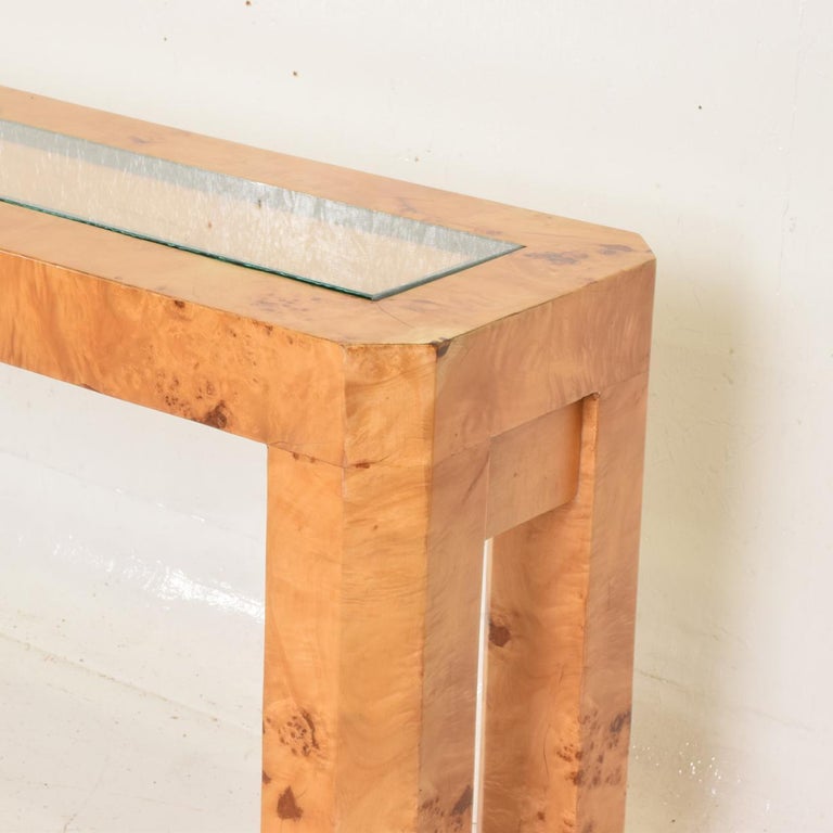 Extra Large Mid-Century Modern French Custom Ash Burlwood Console Table ...