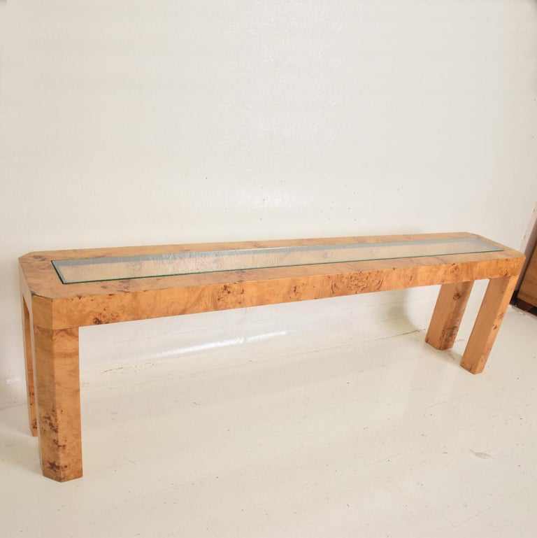 Extra Large Mid-Century Modern French Custom Ash Burlwood Console Table ...