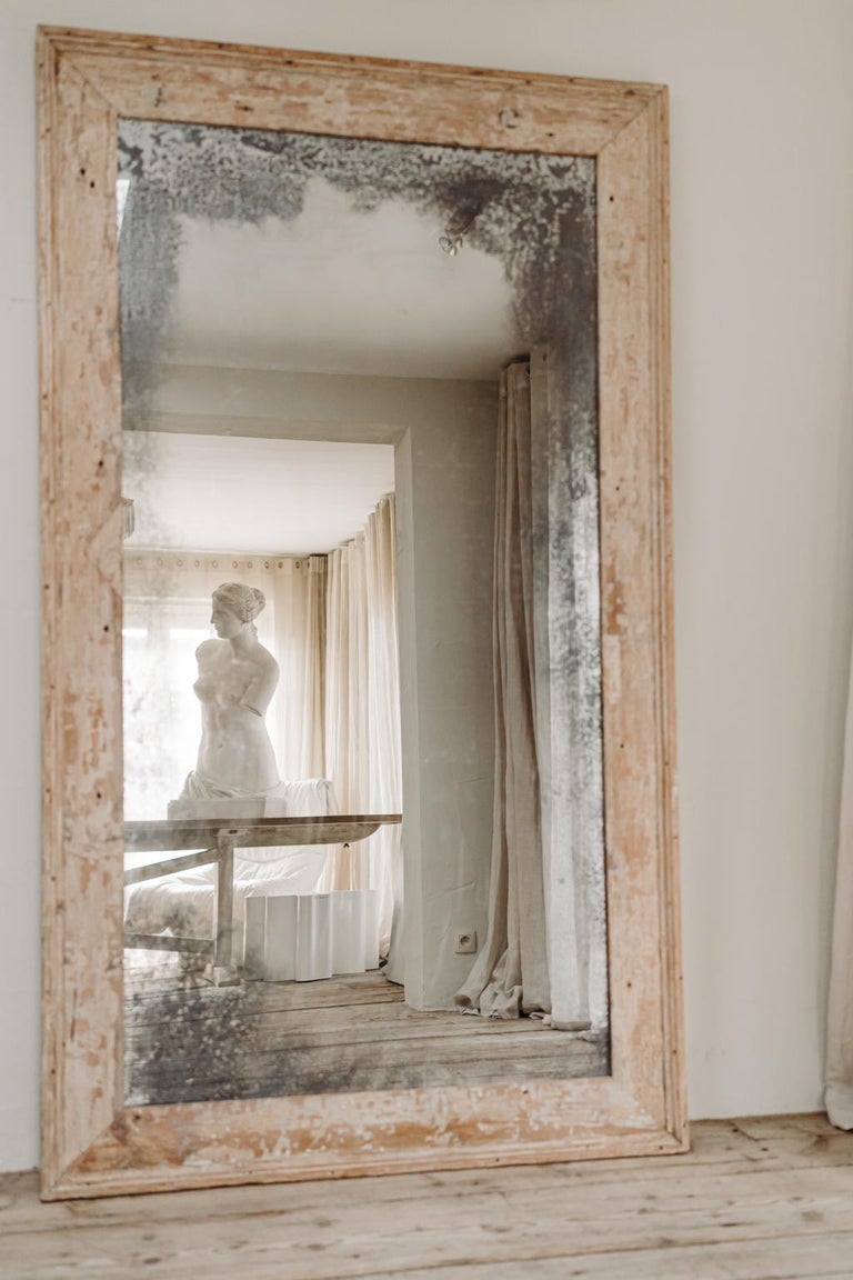 Xl Mirror with Distressed Mirror Glass at 1stDibs | distressed glass mirror