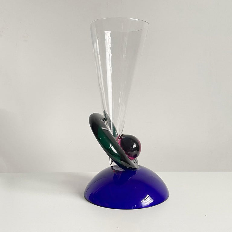 XL Murano Glass Vase, Memphis Design in Style of Ettore Sottsass, Italy ...