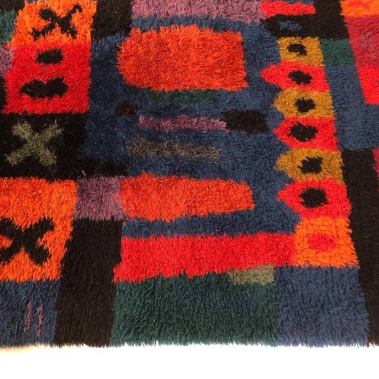 Extra Large Original Scandinavian Rya Rug by Arne Lindaas for Sellgren ...