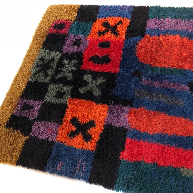 Extra Large Original Scandinavian Rya Rug by Arne Lindaas for Sellgren ...
