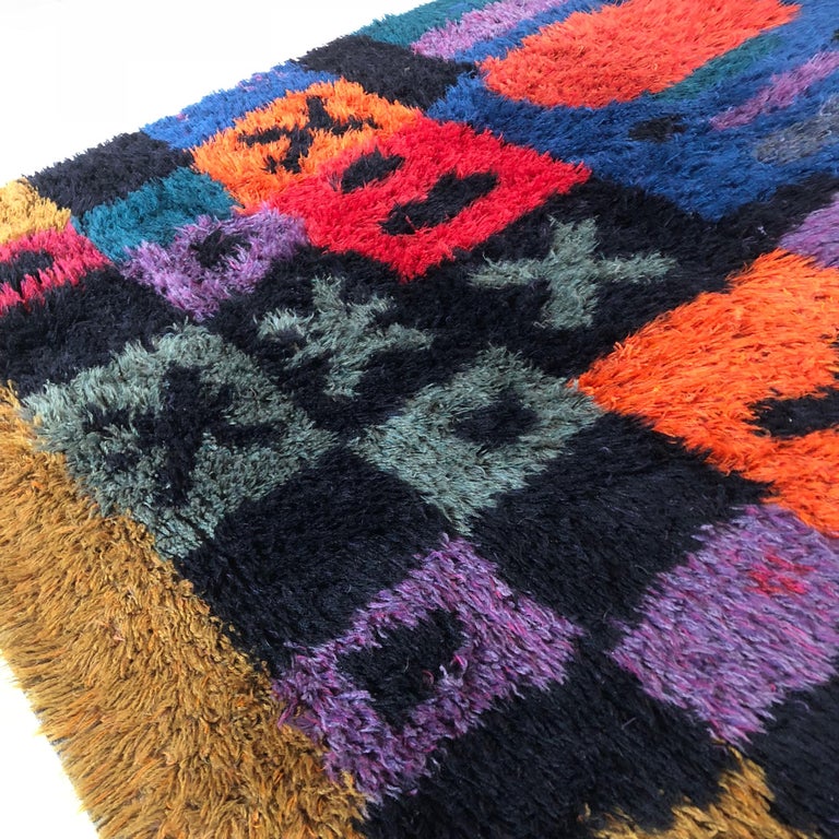 Extra Large Original Scandinavian Rya Rug by Arne Lindaas for Sellgren ...
