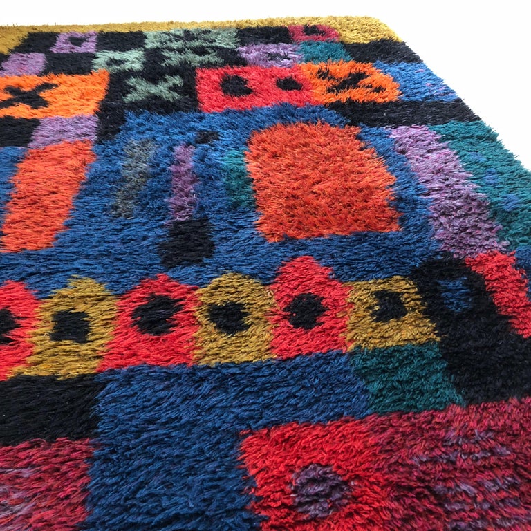 Extra Large Original Scandinavian Rya Rug by Arne Lindaas for Sellgren ...