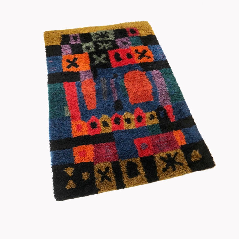 Extra Large Original Scandinavian Rya Rug by Arne Lindaas for Sellgren ...