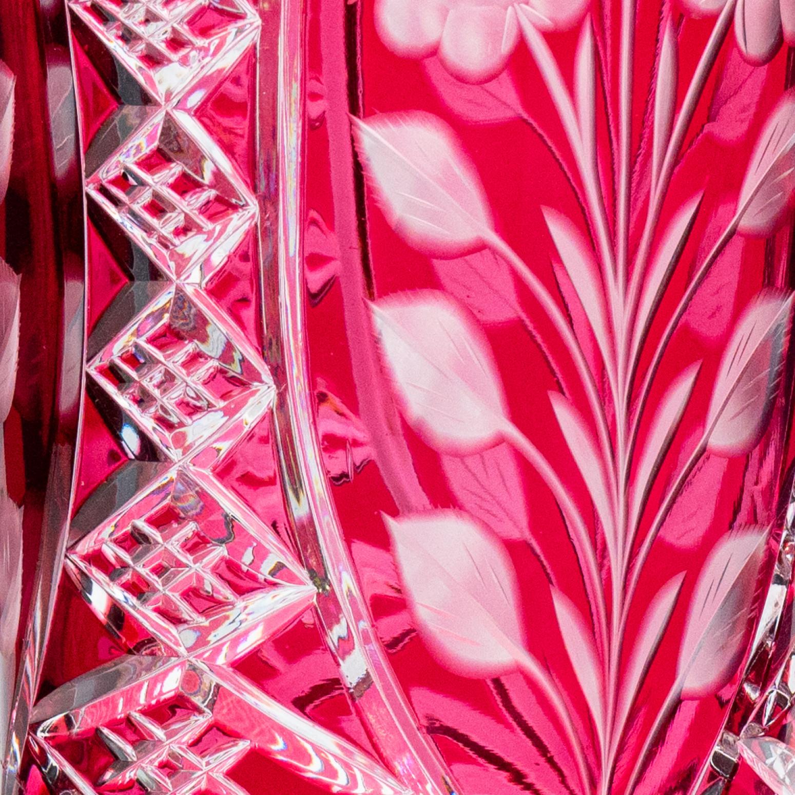 XL Vase, Deep Rose Red Overlay Crystal, Paris, 1950 For Sale at 1stDibs