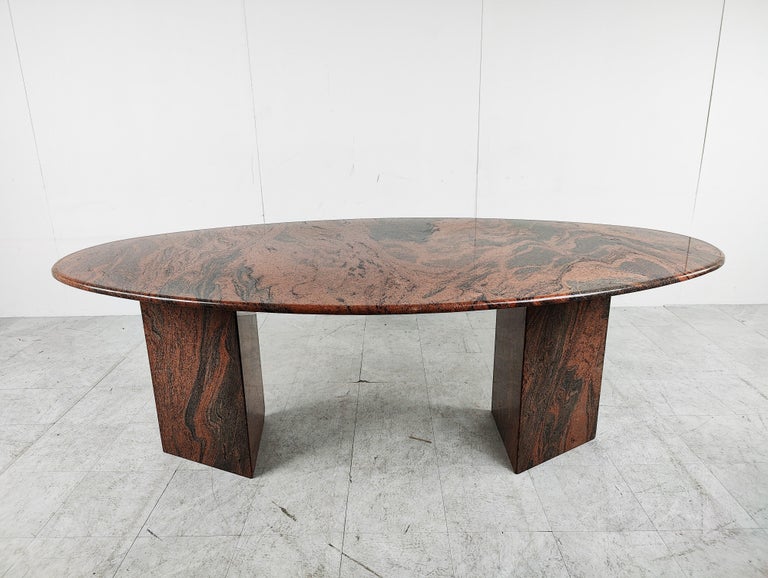 Xl Vintage Oval Granite Dining Table, 1980s For Sale at 1stDibs