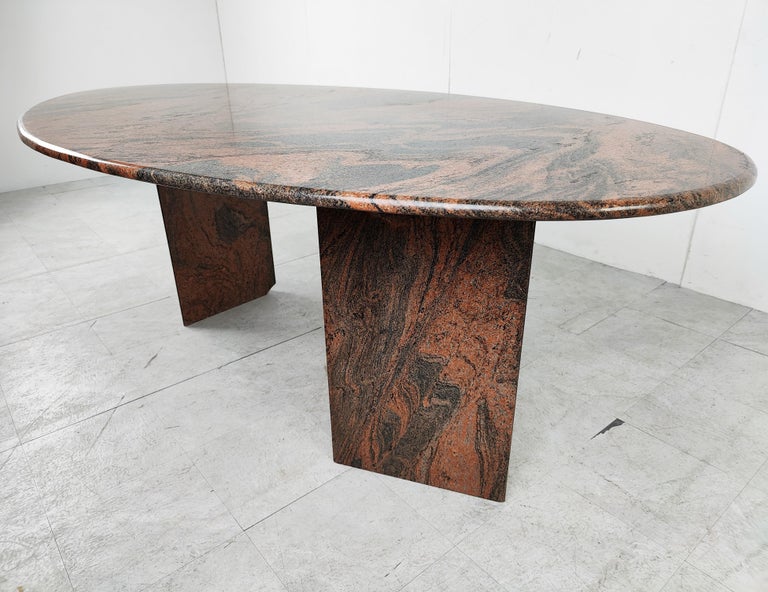 Xl Vintage Oval Granite Dining Table, 1980s For Sale at 1stDibs
