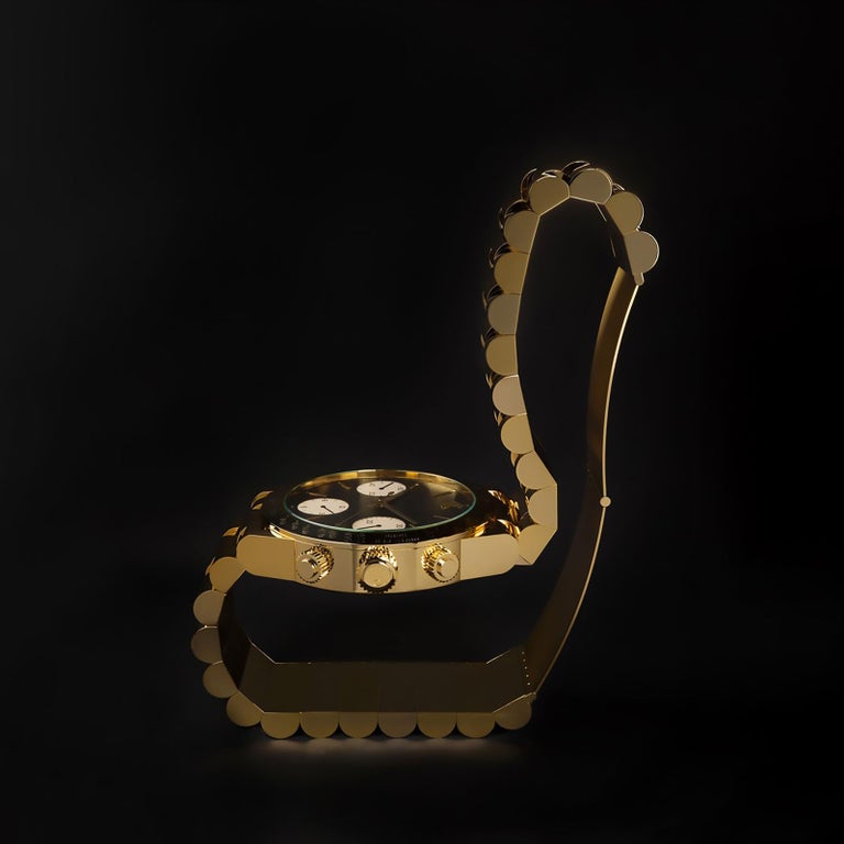 Xolex Gold Chair in Steel by Damiano Spelta For Sale at 1stDibs