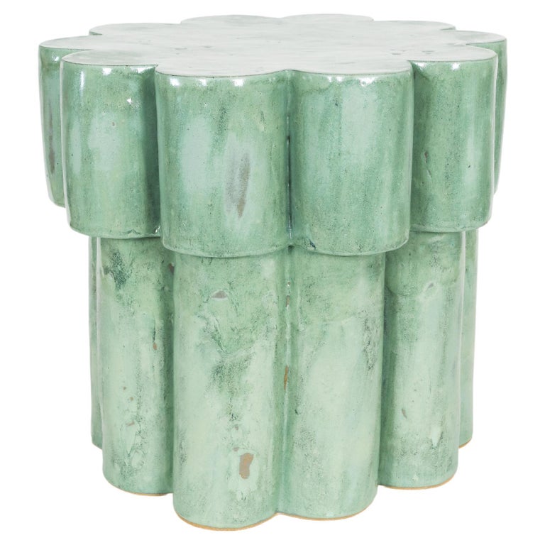XS Two-Tier Ceramic Cloud Side Table and Stool in Gloss Jade by BZIPPY ...
