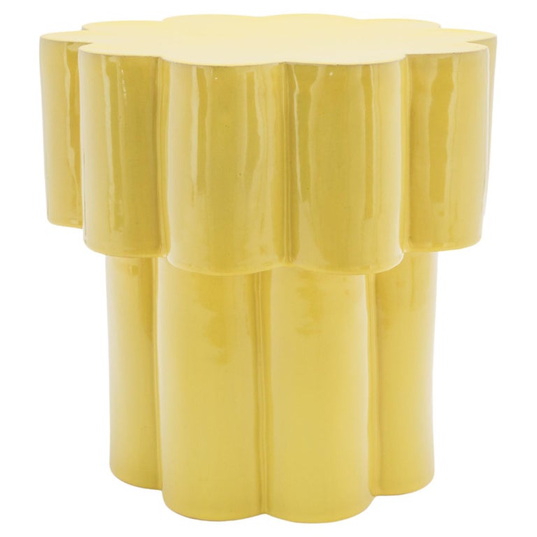 XS Two-Tier Ceramic Cloud Side Table and Stool in Gloss Yellow by ...