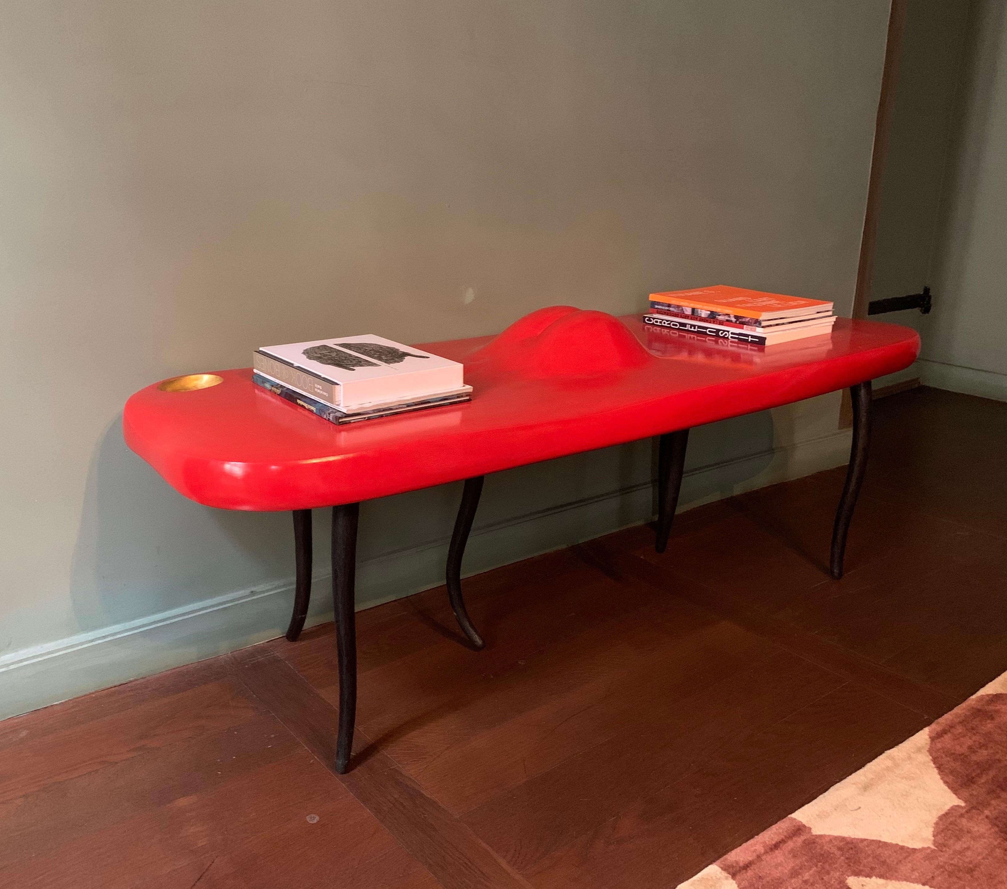 Xue Sun 2020, Unique Red Lacquered Cherry Table, Iron Legs, Paris For ...