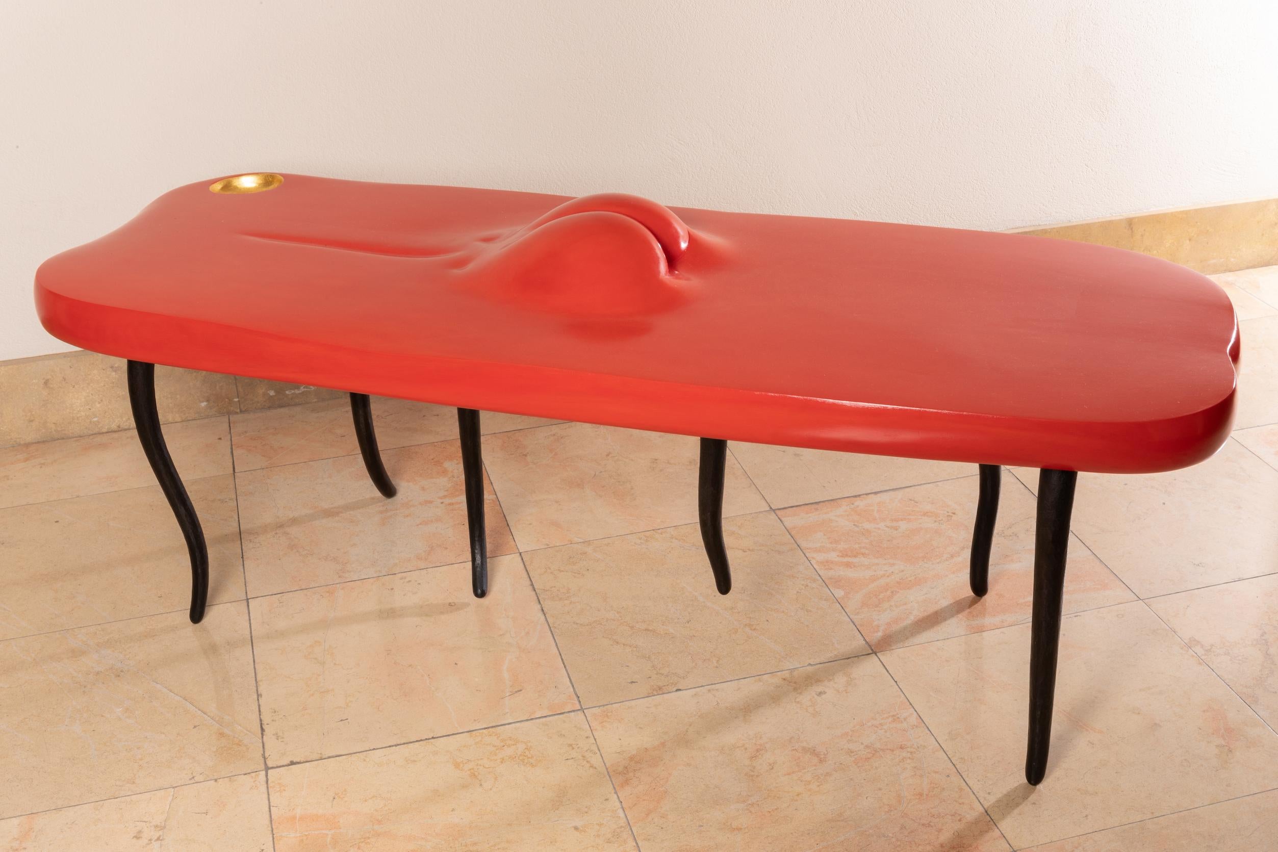 Xue Sun 2020, Unique Red Lacquered Cherry Table, Iron Legs, Paris For ...