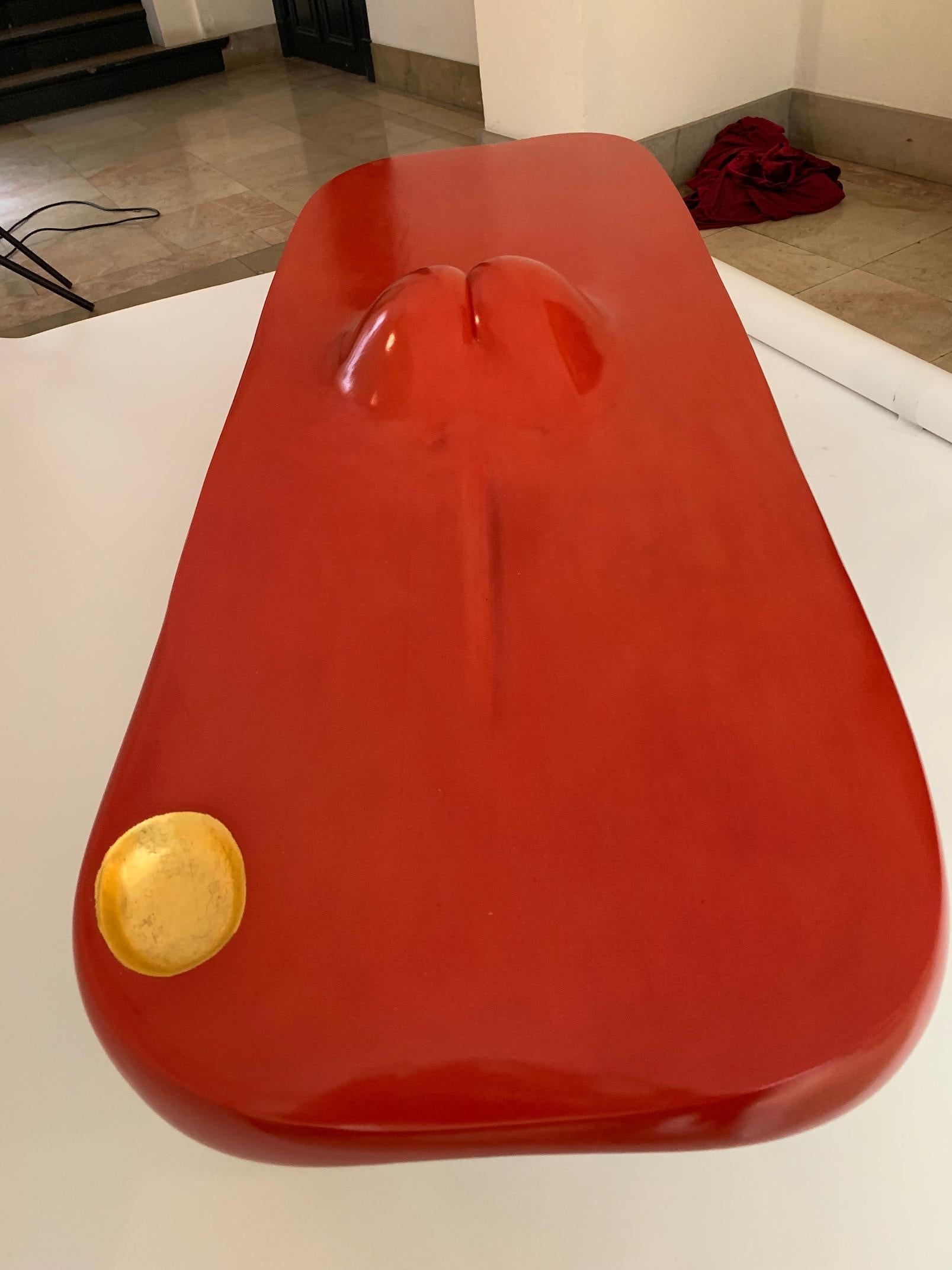 Xue Sun 2020, Unique Red Lacquered Cherry Table, Iron Legs, Paris For ...