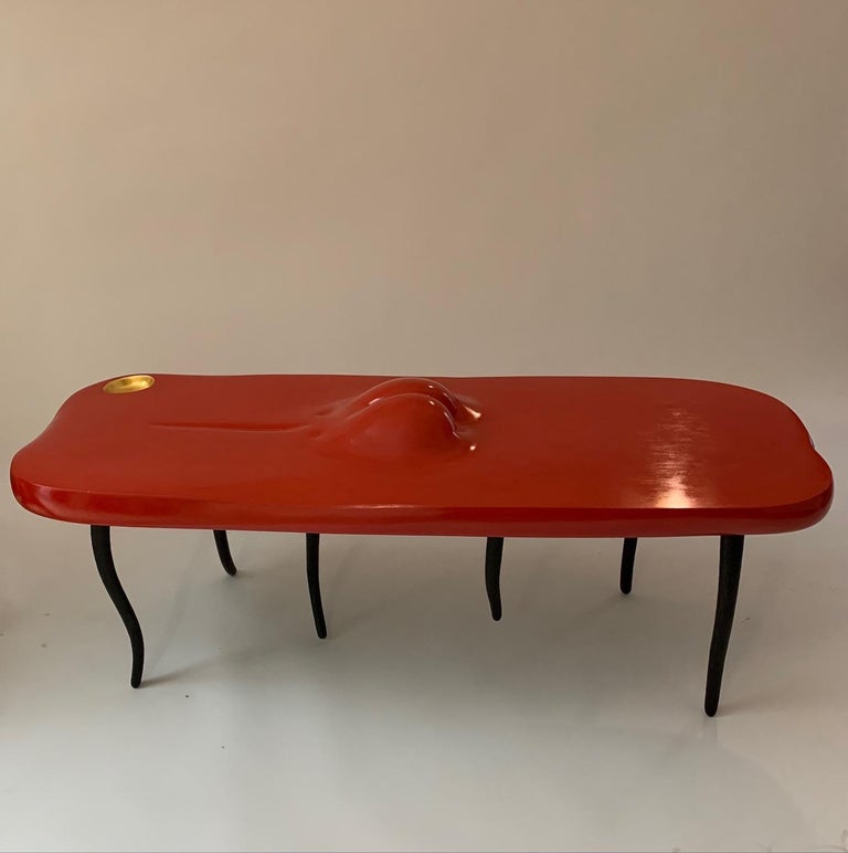 Xue Sun 2020, Unique Red Lacquered Cherry Table, Iron Legs, Paris For ...