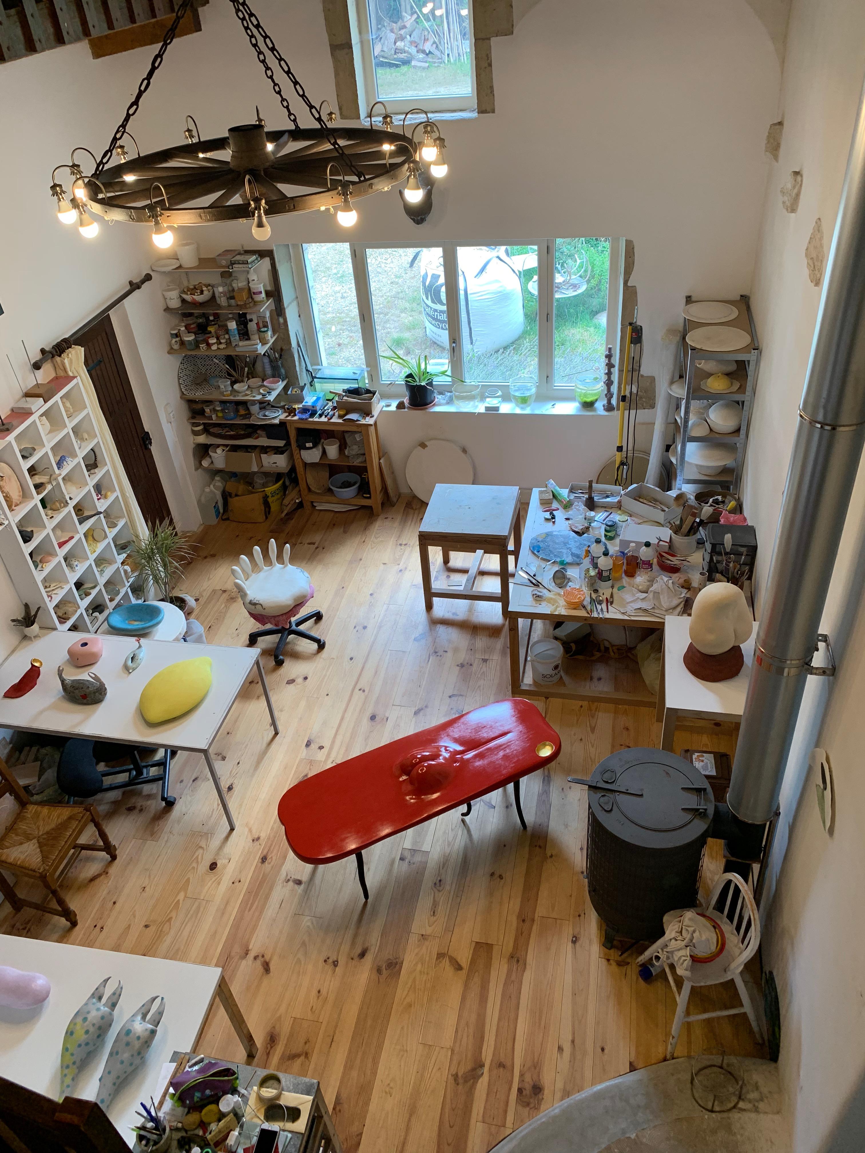 Xue Sun 2020, Unique Red Lacquered Cherry Table, Iron Legs, Paris For ...