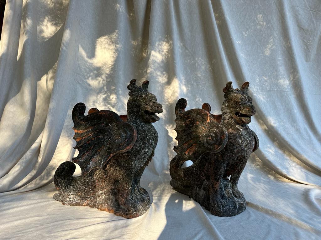 XX Century Pair of Portuguese Terracotta Chimeras For Sale at 1stDibs