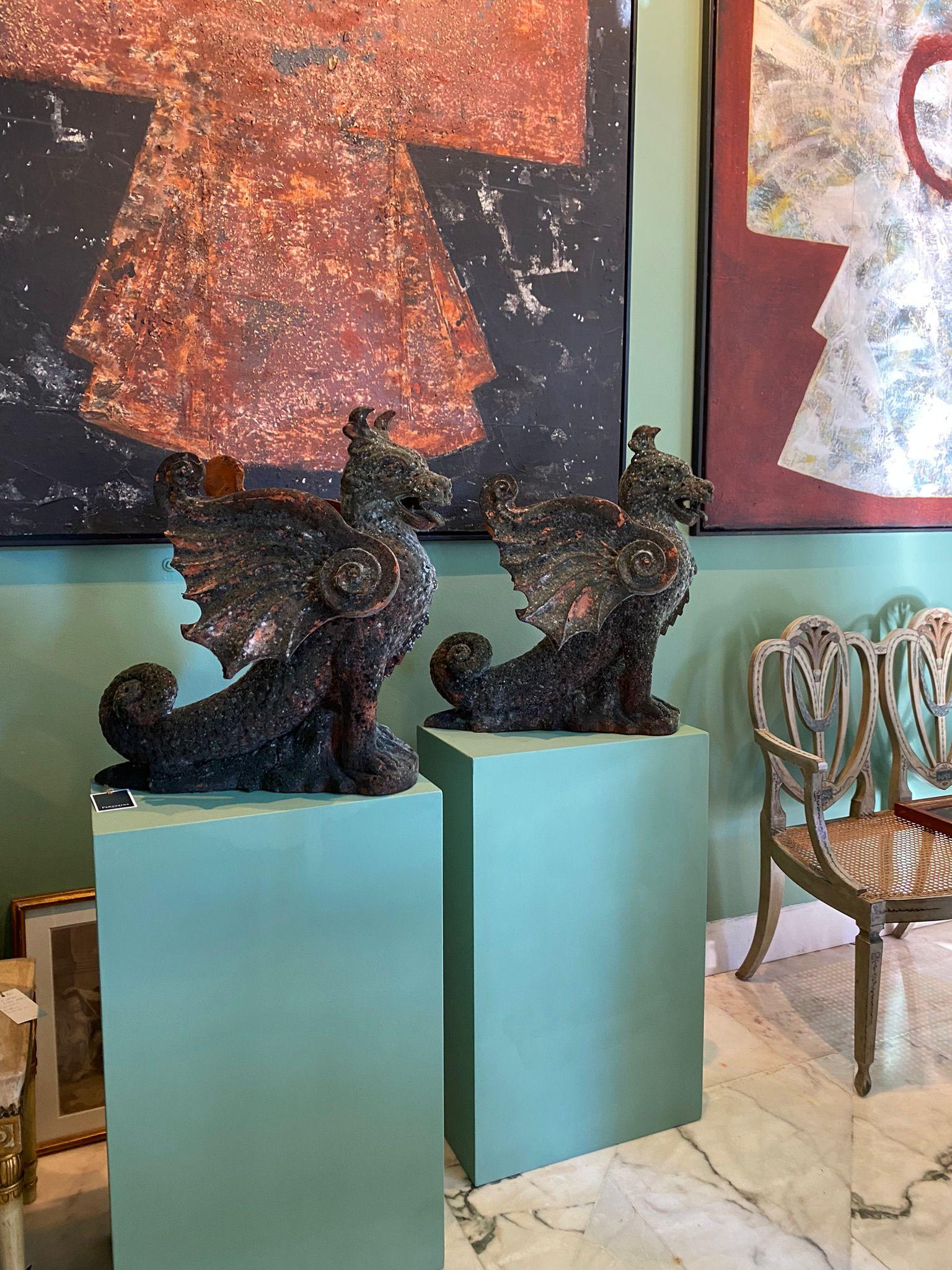 XX Century Pair of Portuguese Terracotta Chimeras For Sale at 1stDibs