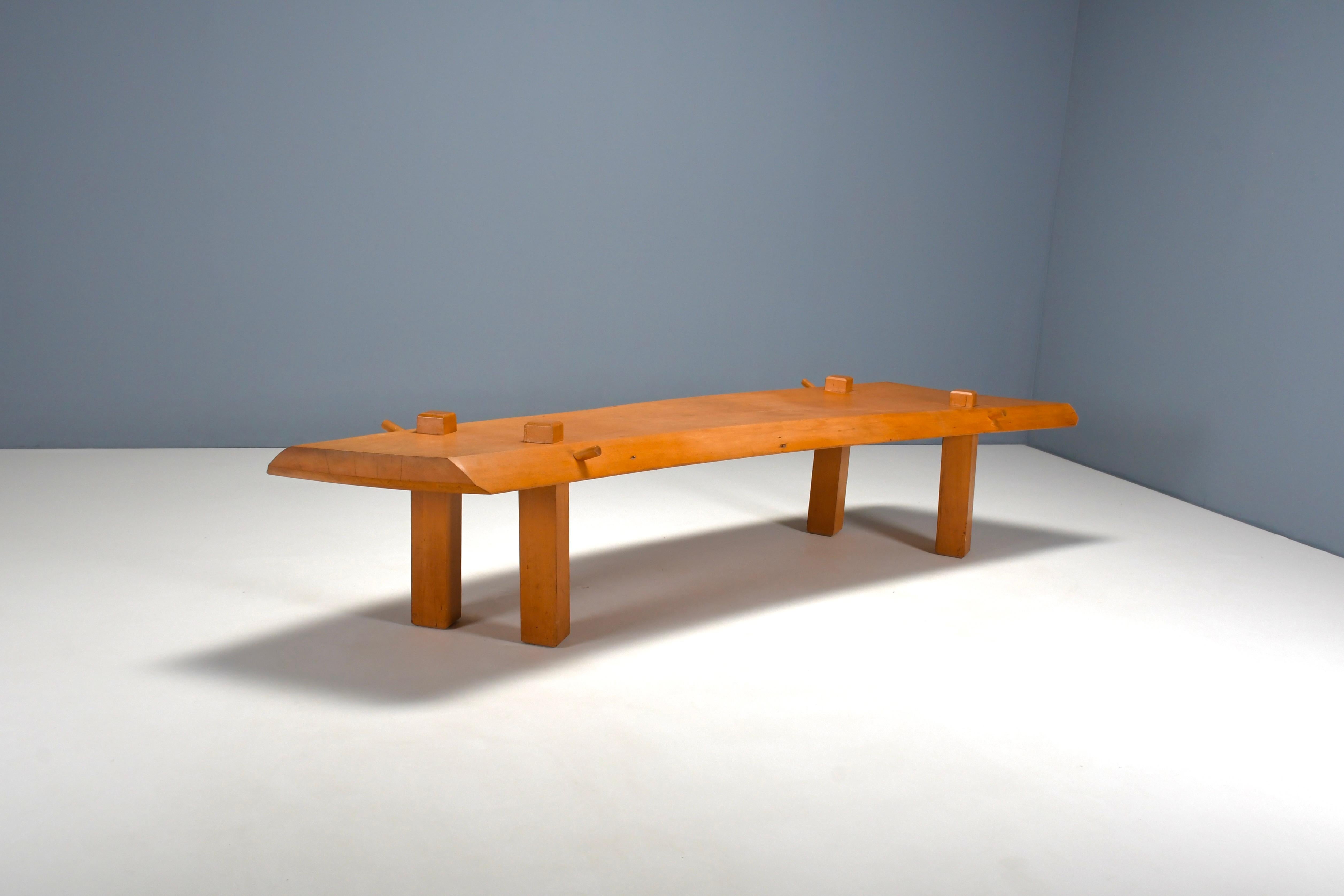 XXL (104 Inch Long) Brutalist Artisan Coffee Table in Solid Oak, France ...