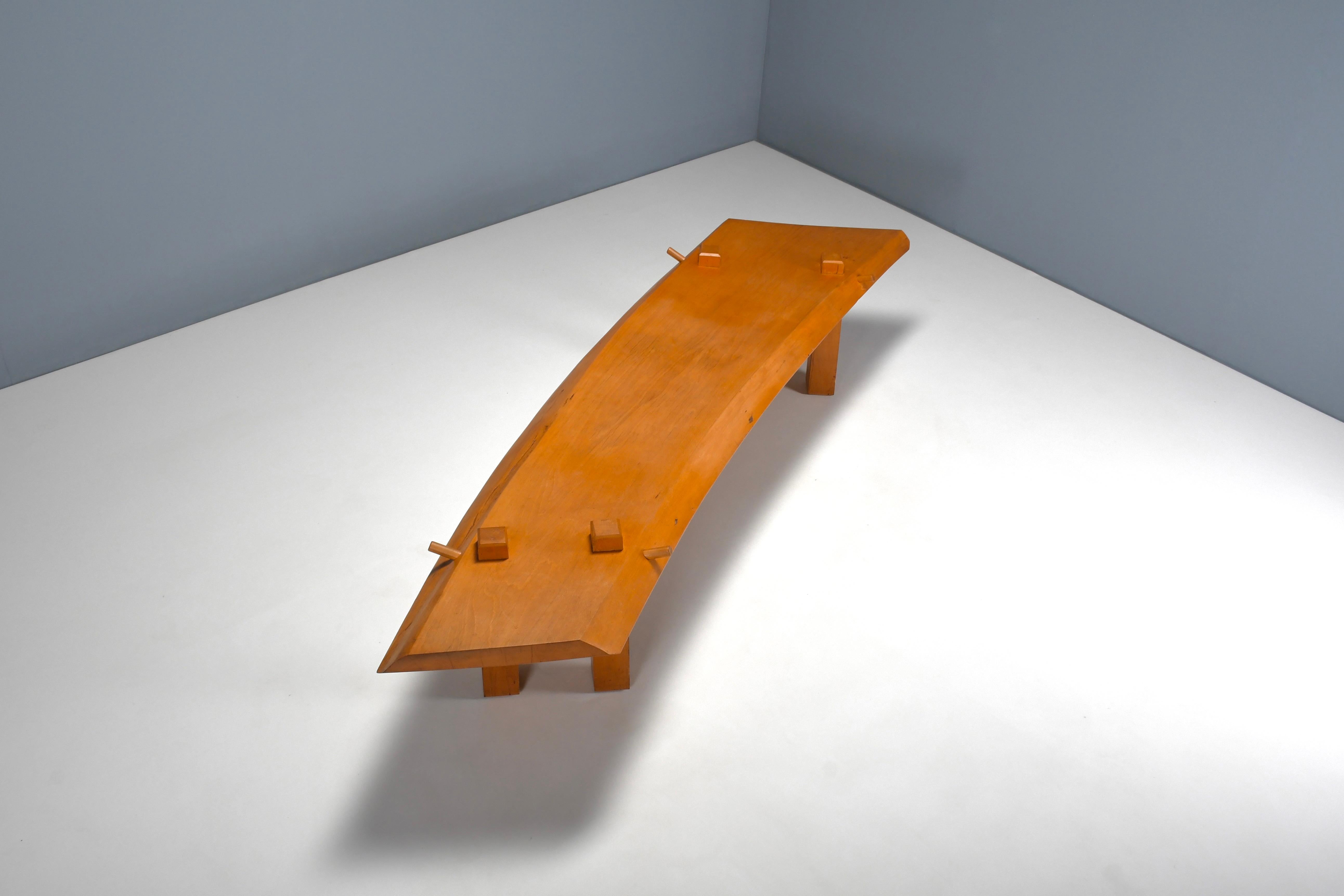 XXL (104 Inch Long) Brutalist Artisan Coffee Table in Solid Oak, France ...