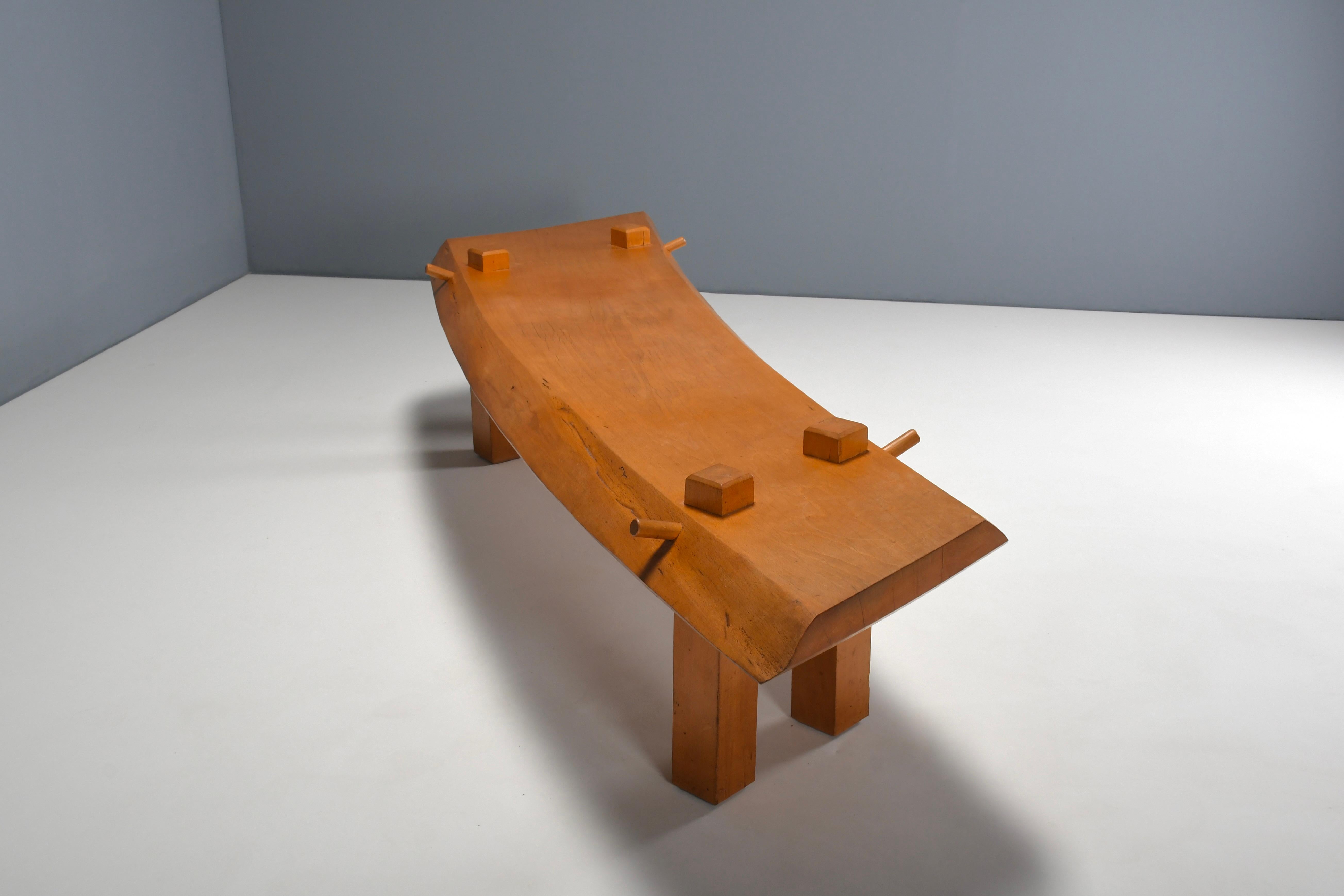 XXL (104 Inch Long) Brutalist Artisan Coffee Table in Solid Oak, France ...