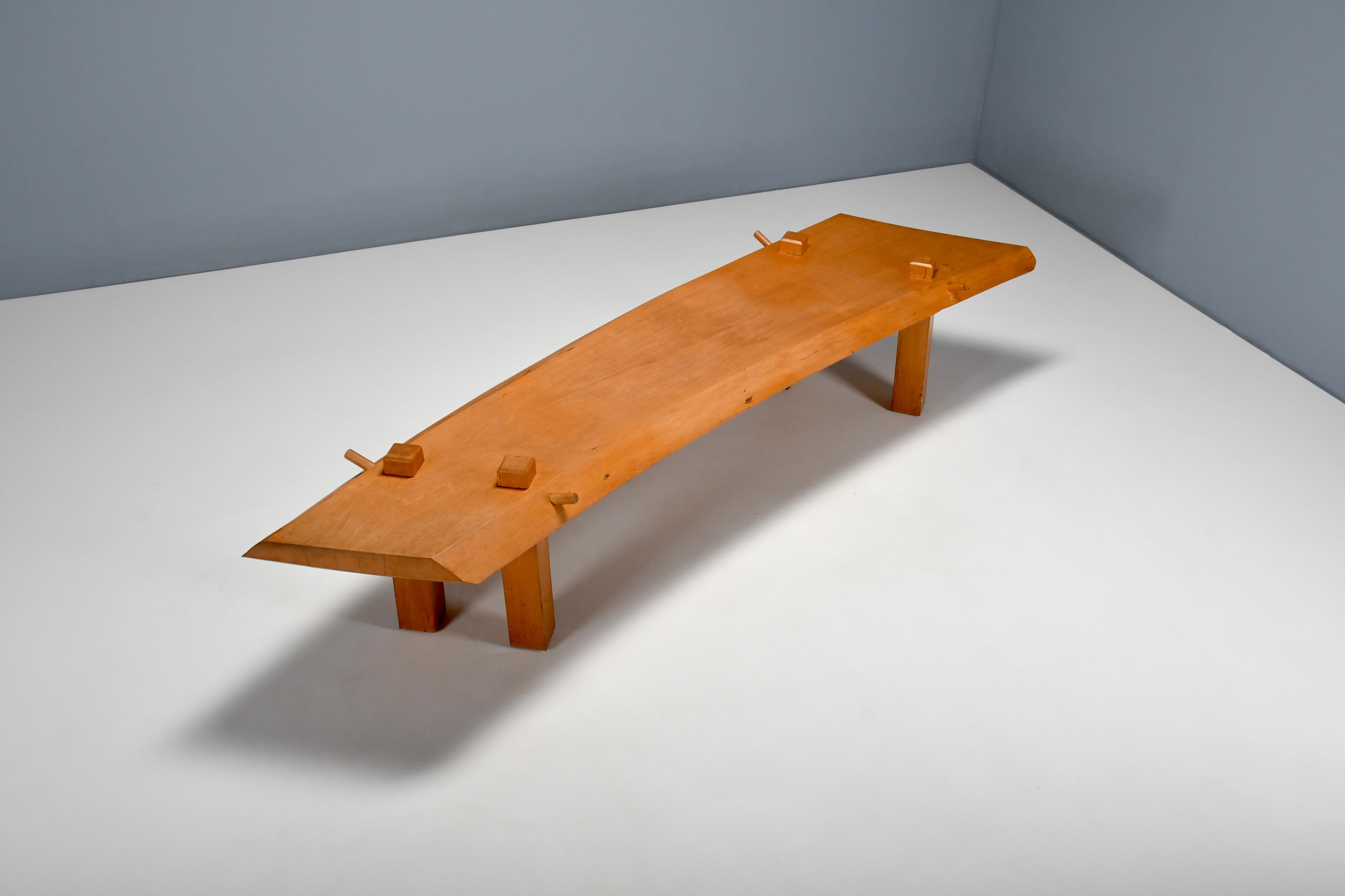 XXL (104 Inch Long) Brutalist Artisan Coffee Table in Solid Oak, France ...