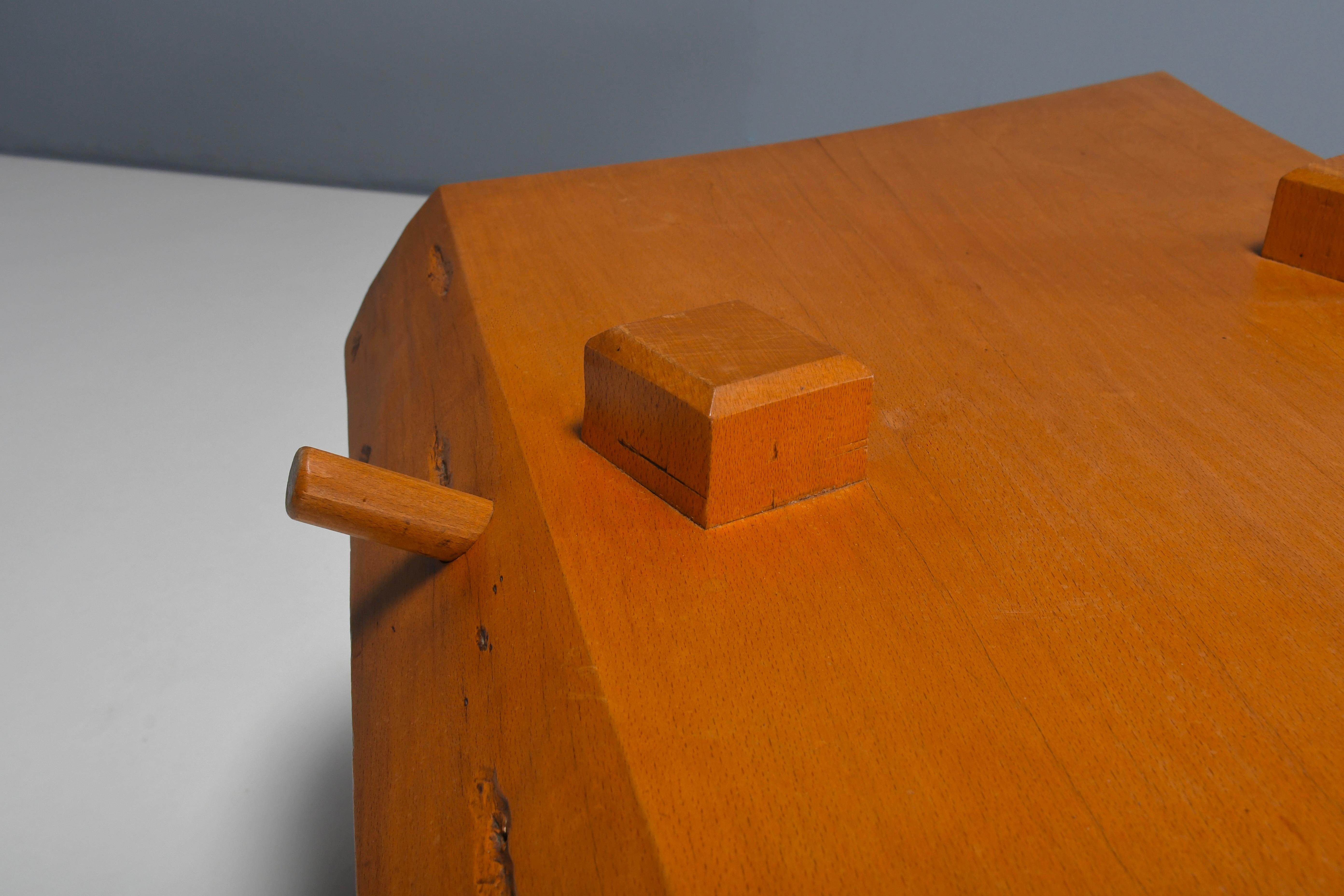 XXL (104 Inch Long) Brutalist Artisan Coffee Table in Solid Oak, France ...