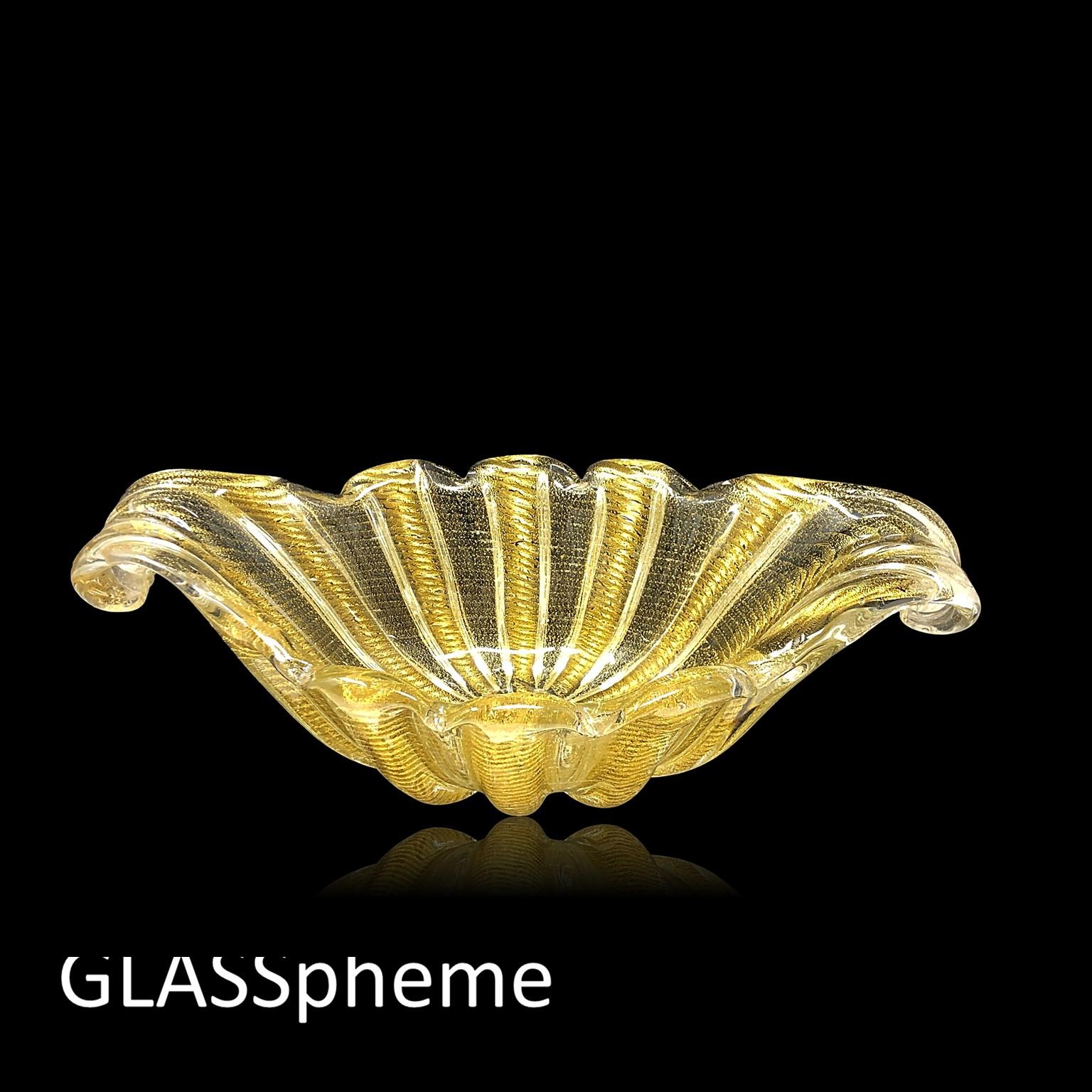 XXL Barovier Toso Murano Cordonato D'oro Glass Bowl Console Centerpiece For Sale at 1stDibs