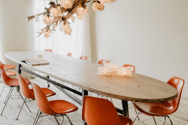 Extra Large Customized Oval Shaped Oakwood Table at 1stDibs