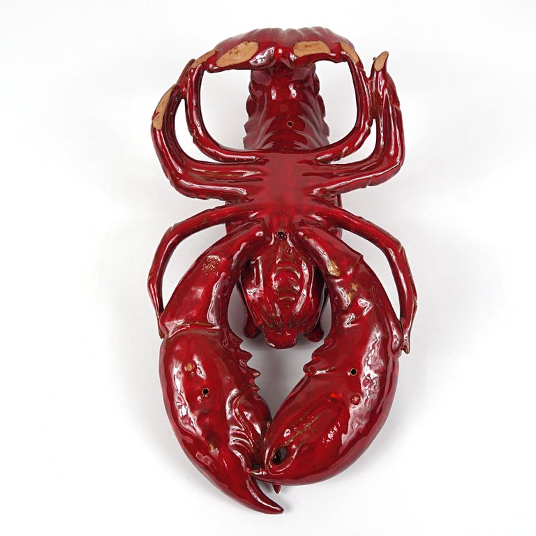 XXL Decorative Red Ceramic Lobster Marked Made in Italy For Sale at 1stDibs