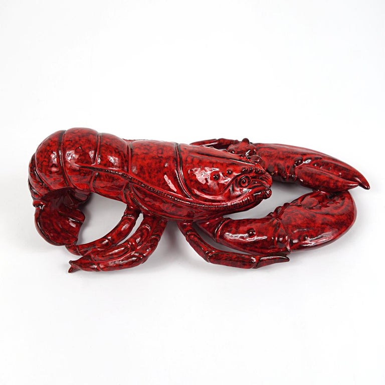 XXL Decorative Red Ceramic Lobster Marked Made in Italy For Sale at 1stDibs