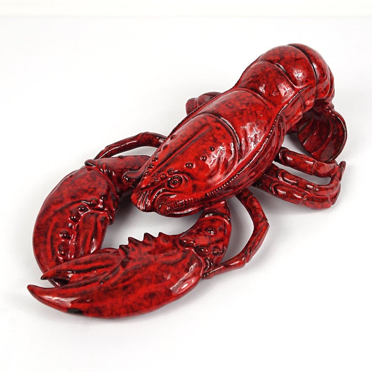 XXL Decorative Red Ceramic Lobster Marked Made in Italy For Sale at 1stDibs
