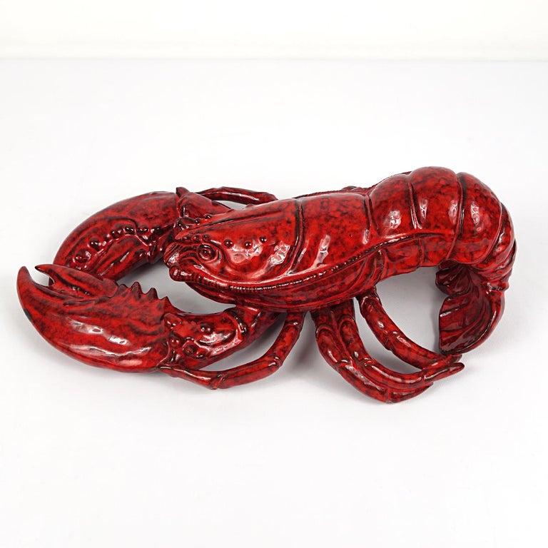 XXL Decorative Red Ceramic Lobster Marked Made in Italy For Sale at 1stDibs