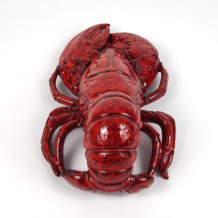 XXL Decorative Red Ceramic Lobster Marked Made in Italy For Sale at 1stDibs