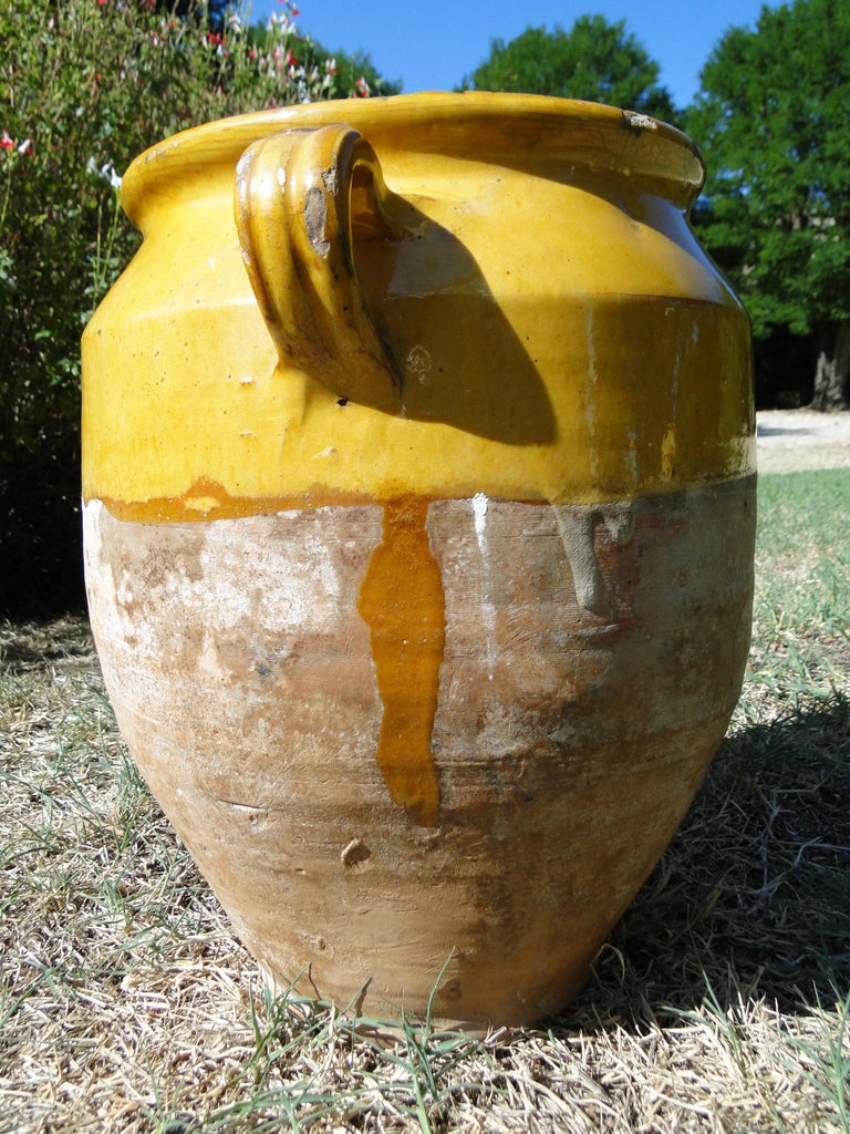 XXL French Antique Confit Redware Faience Yellowware Art Pottery Pot ...