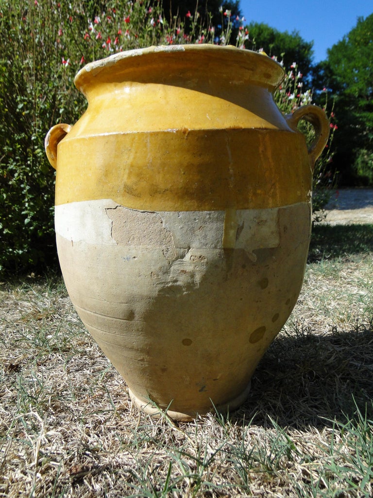 XXL French Antique Confit Redware Faience Yellowware Art Pottery Pot ...