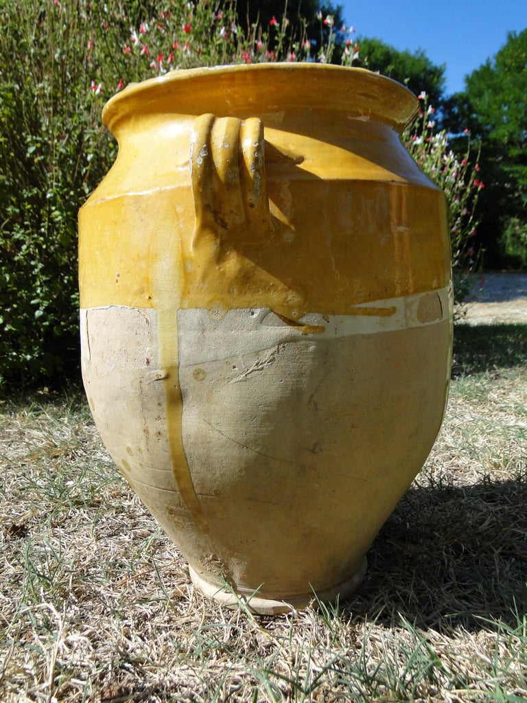 XXL French Antique Confit Redware Faience Yellowware Art Pottery Pot ...