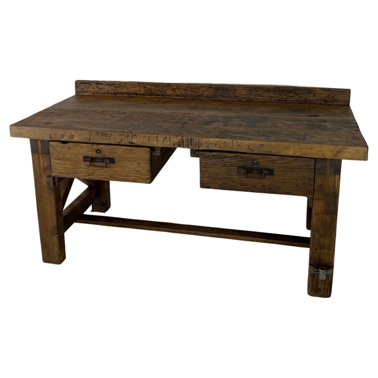 XXL French Oak Workbench 1950's, Fully Restored at 1stDibs