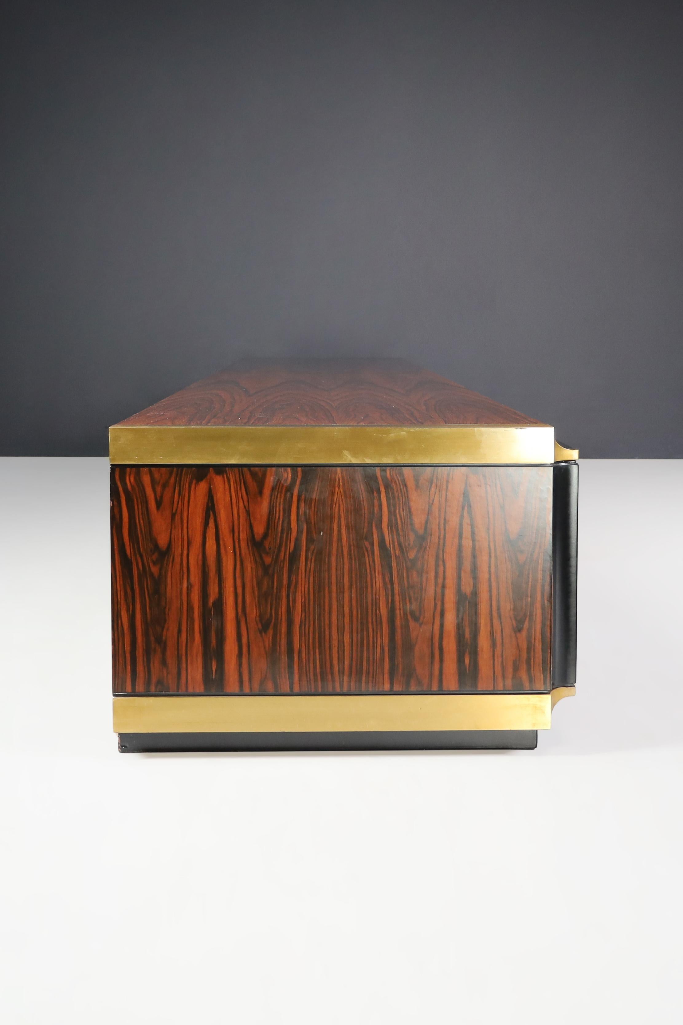 XXL Luciano Frigerio Sculpted Brass and Macassar Ebony Credenza, Italy ...