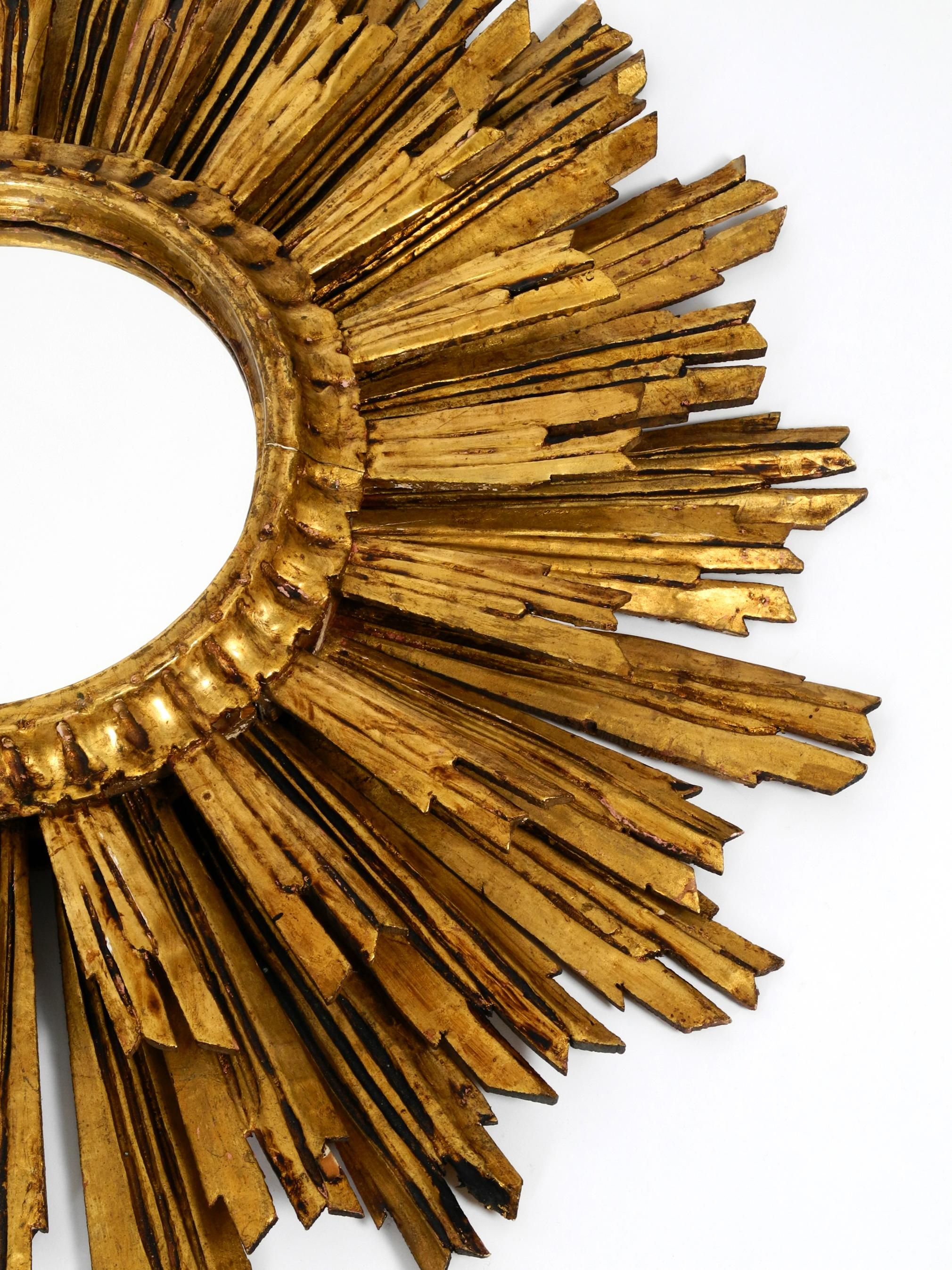 Extra Large Midcentury Sunburst Wall Mirror Made of Gold-Plated Wood at ...