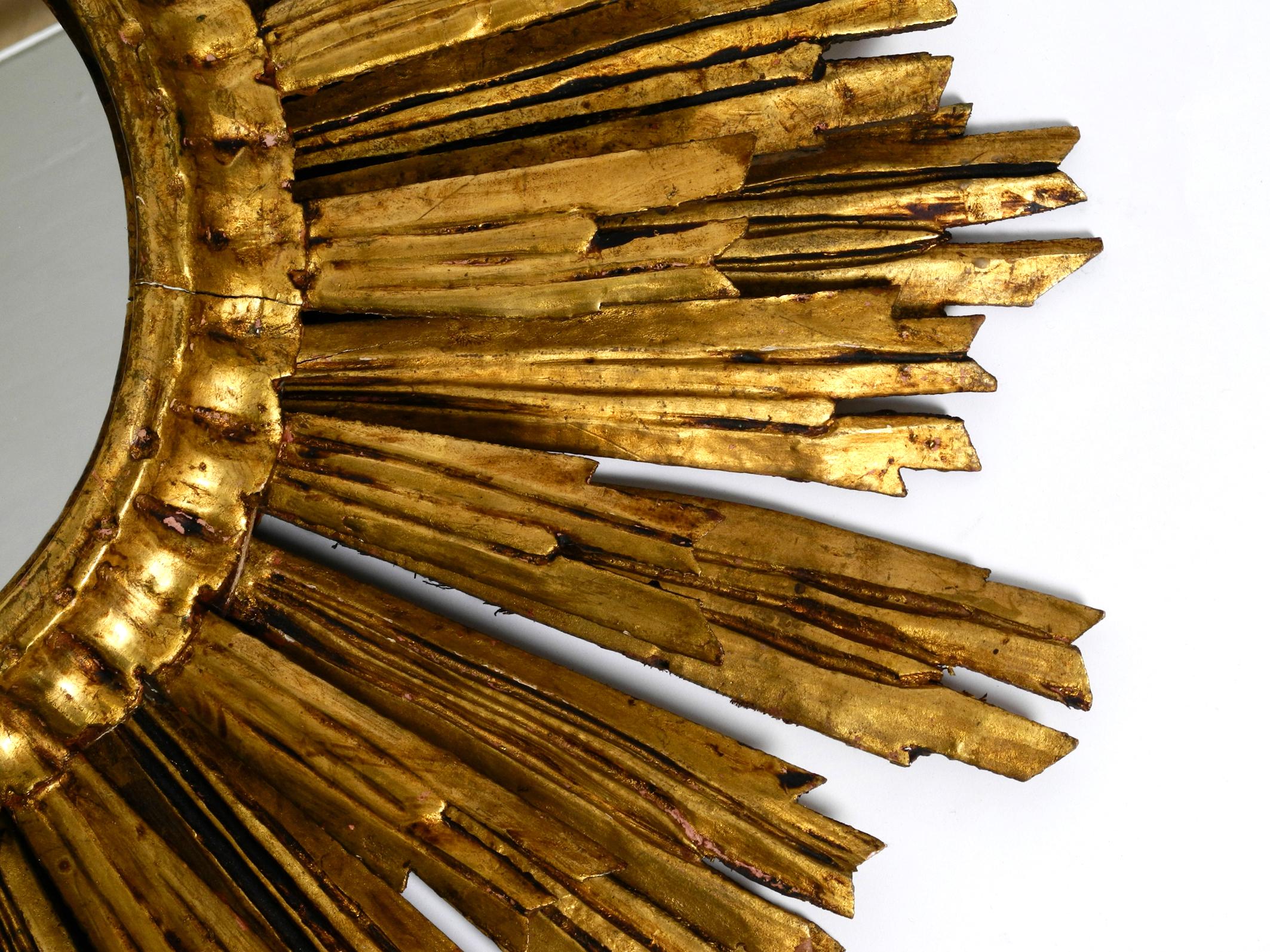 Extra Large Midcentury Sunburst Wall Mirror Made of Gold-Plated Wood at ...