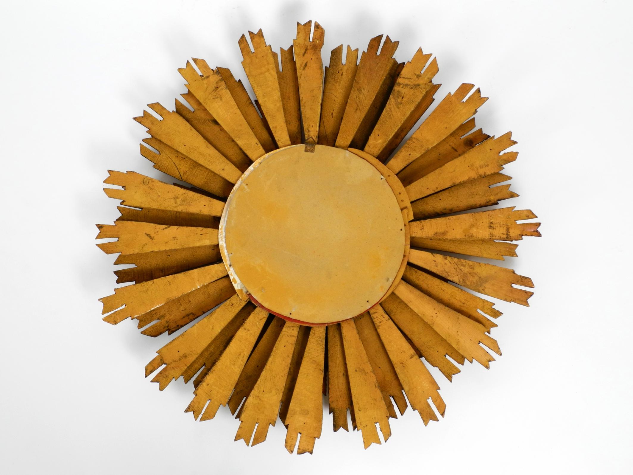 Extra Large Midcentury Sunburst Wall Mirror Made of Gold-Plated Wood at ...