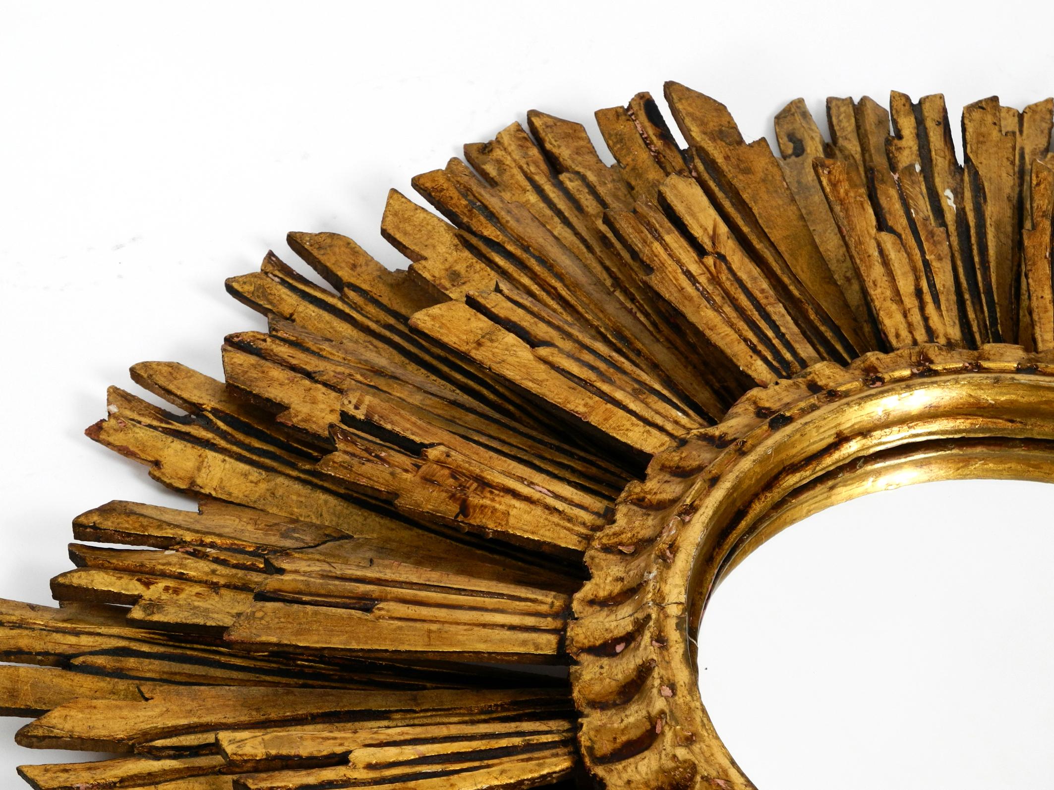 Extra Large Midcentury Sunburst Wall Mirror Made of Gold-Plated Wood at ...