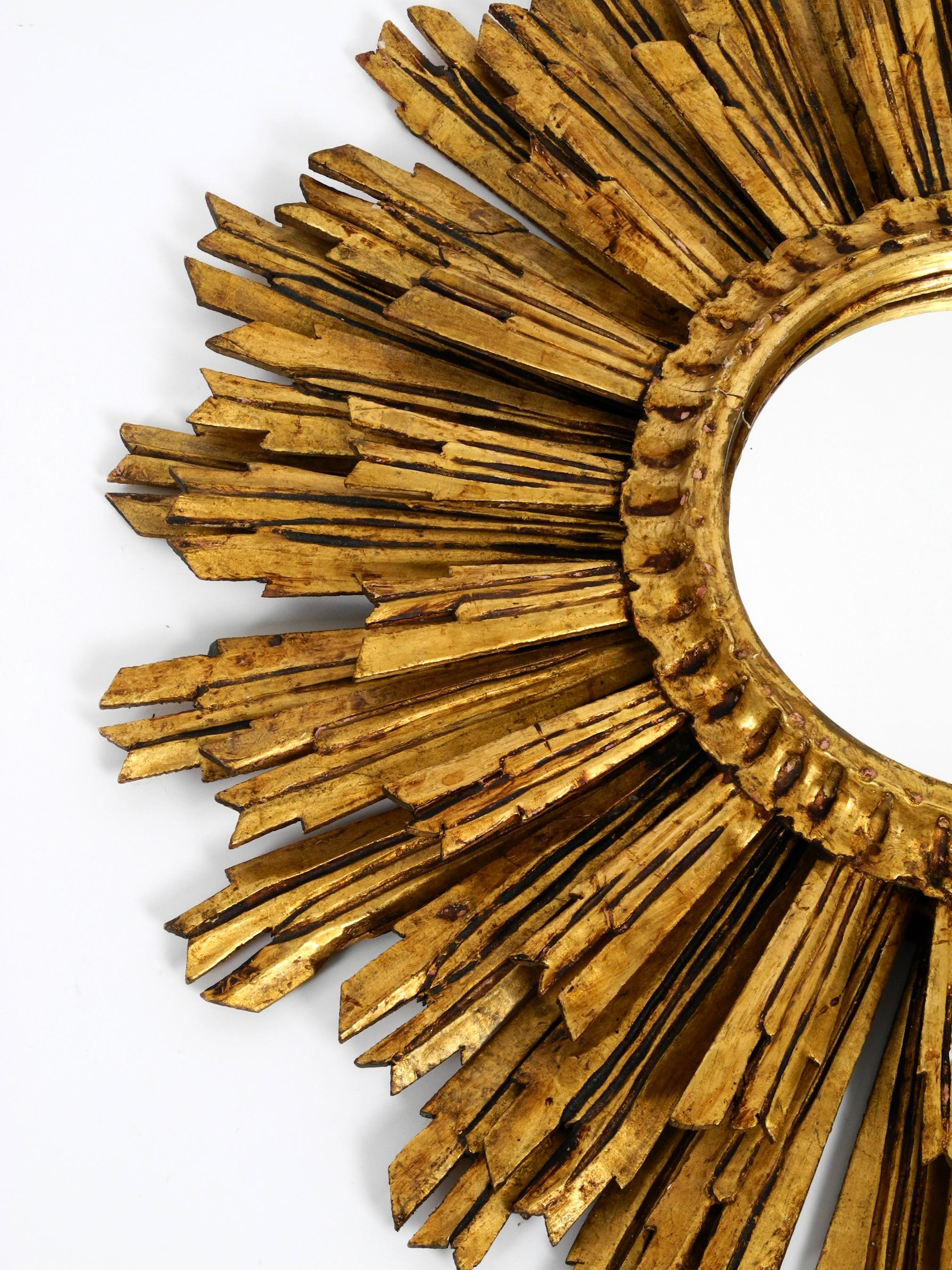 Extra Large Midcentury Sunburst Wall Mirror Made of Gold-Plated Wood at ...